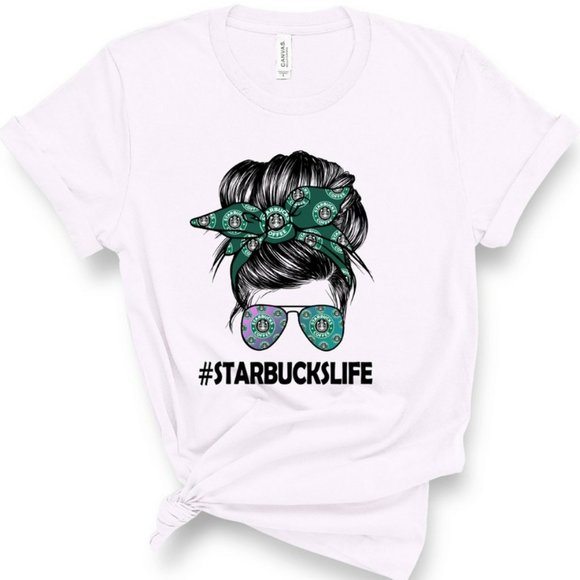 Tops | Messy Bun Starbucks Graphic Tee | Poshmark